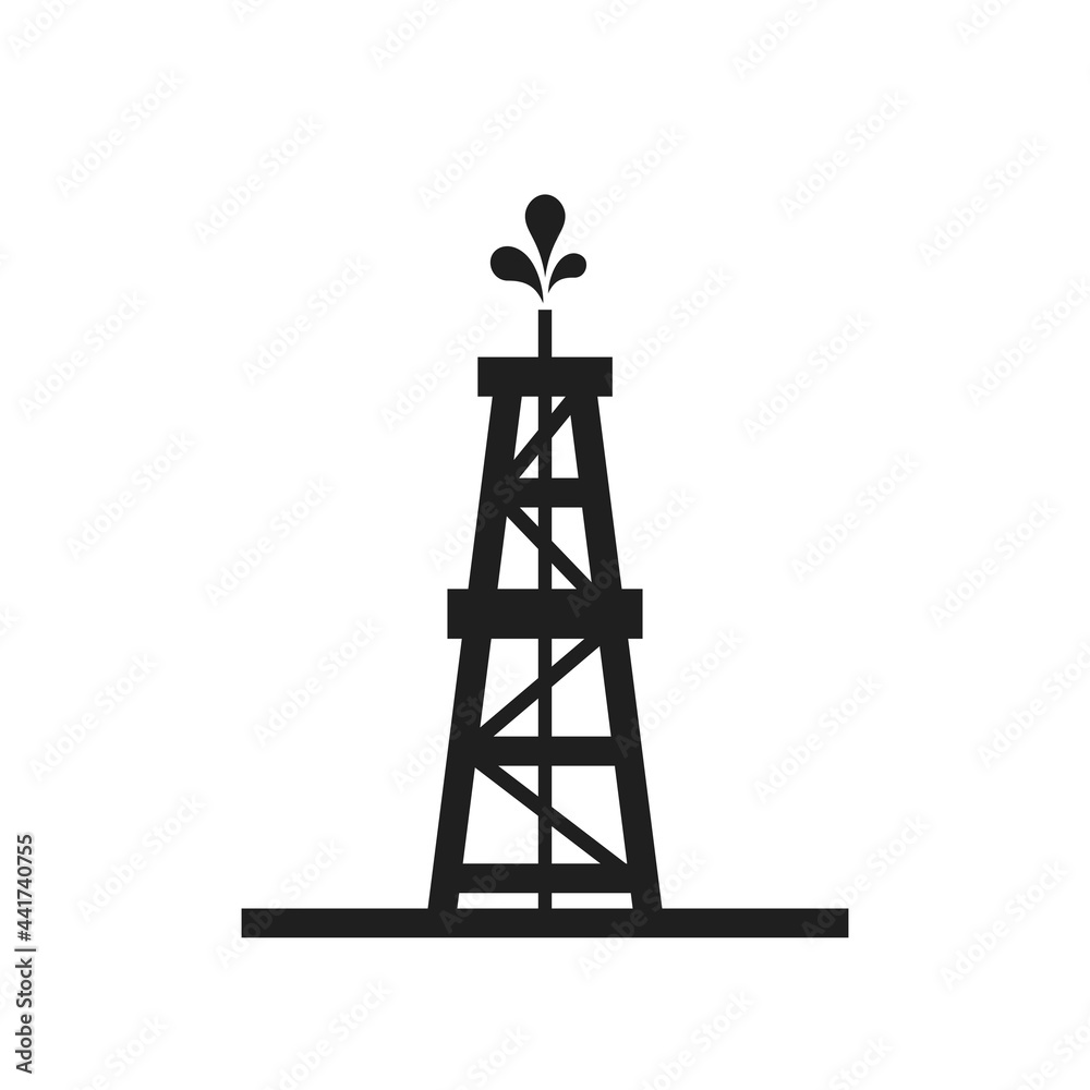 oil rig icon. oil industry, fuel technology production and oil field ...