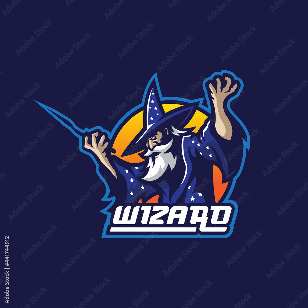 Wizard mascot logo design vector with modern illustration concept style ...