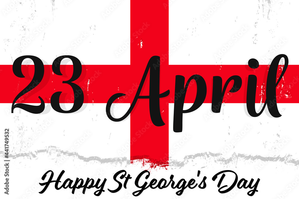 23 April, St George's Day. National England Day. England flag, poster ...