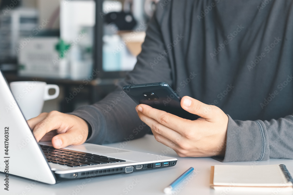 Work using mobile phone typing computer mobile chat laptop contact us ...