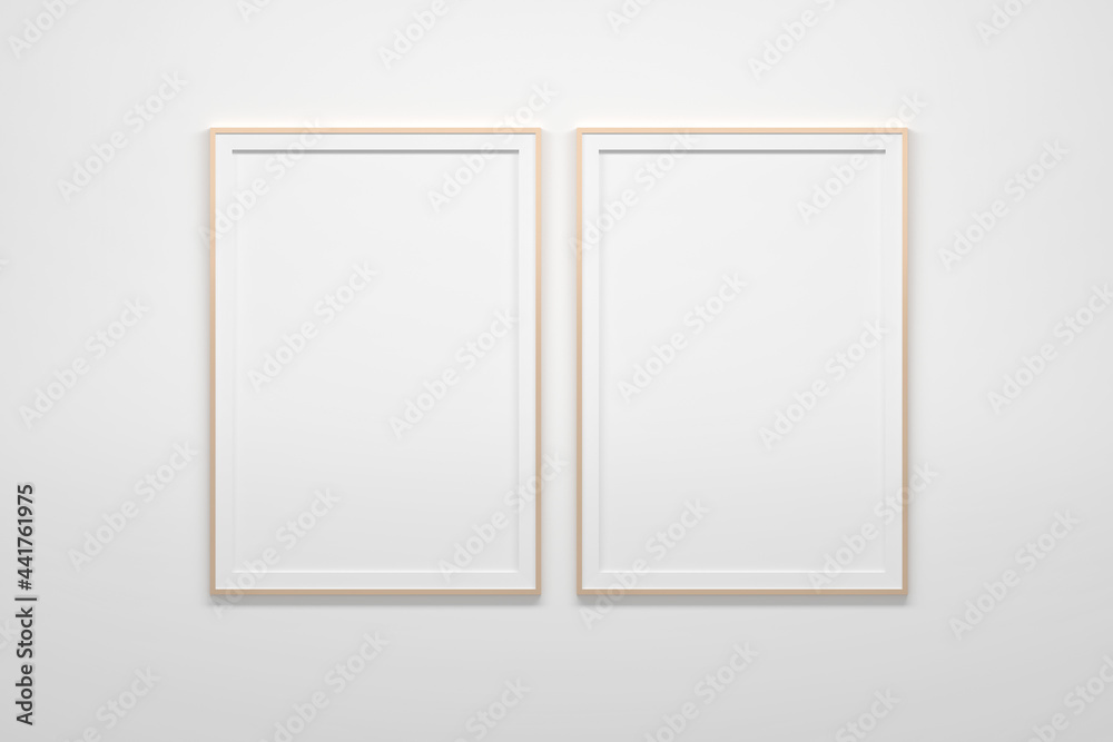 Mockup template with two large blank empty A4 frames on white ...