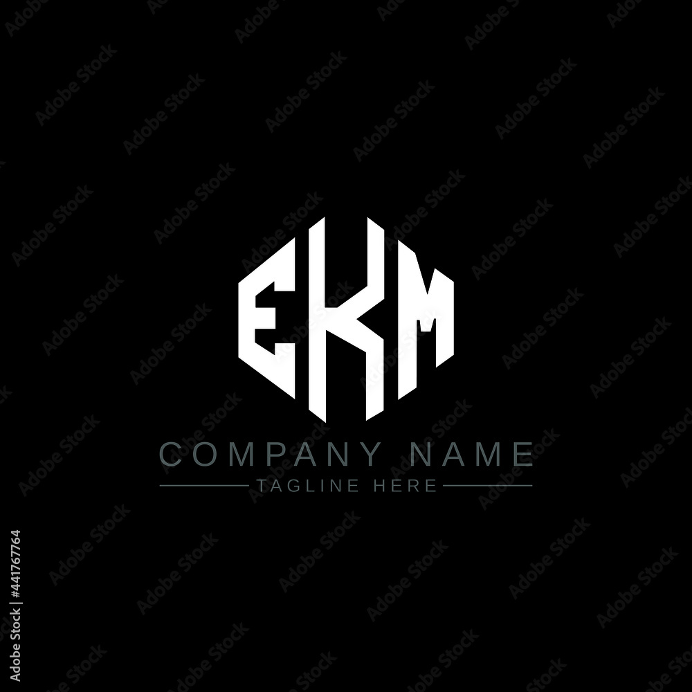 EKM letter logo design with polygon shape. EKM polygon logo monogram. EKM cube logo design. EKM ...