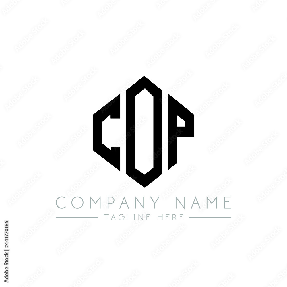 COP letter logo design with polygon shape. COP polygon logo monogram ...