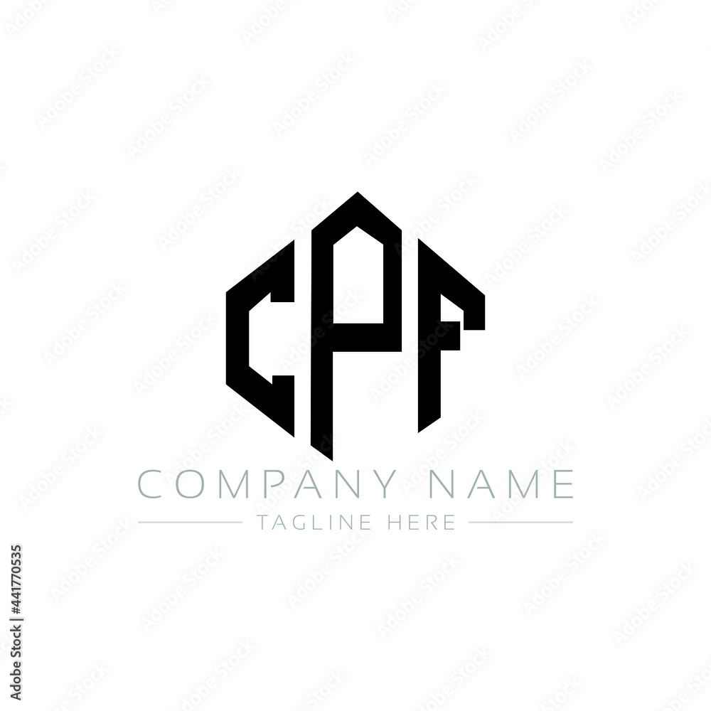 CPF letter logo design with polygon shape. CPF polygon logo monogram ...