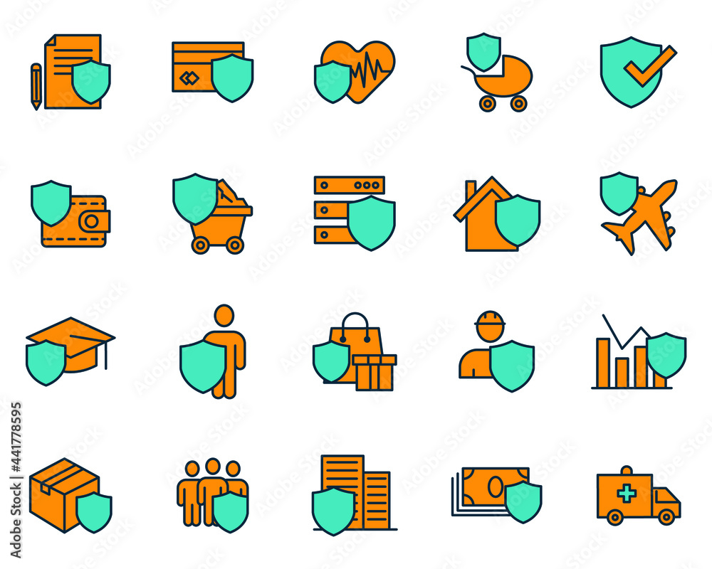 Insurance elements set icon symbol template for graphic and web design ...