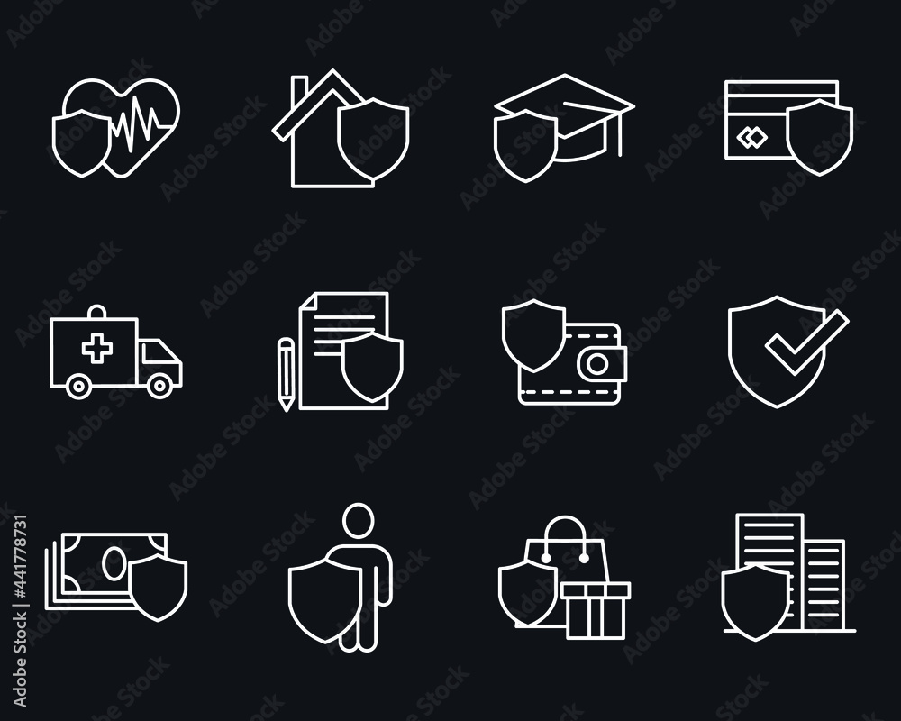 Insurance elements set icon symbol template for graphic and web design ...