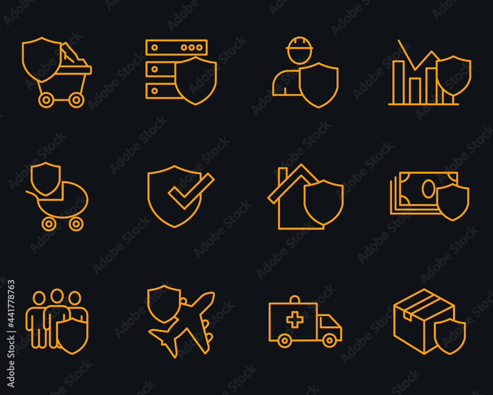 Insurance elements set icon symbol template for graphic and web design ...