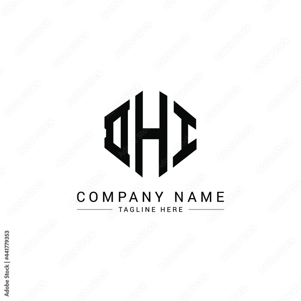DHI letter logo design with polygon shape. DHI polygon logo monogram ...