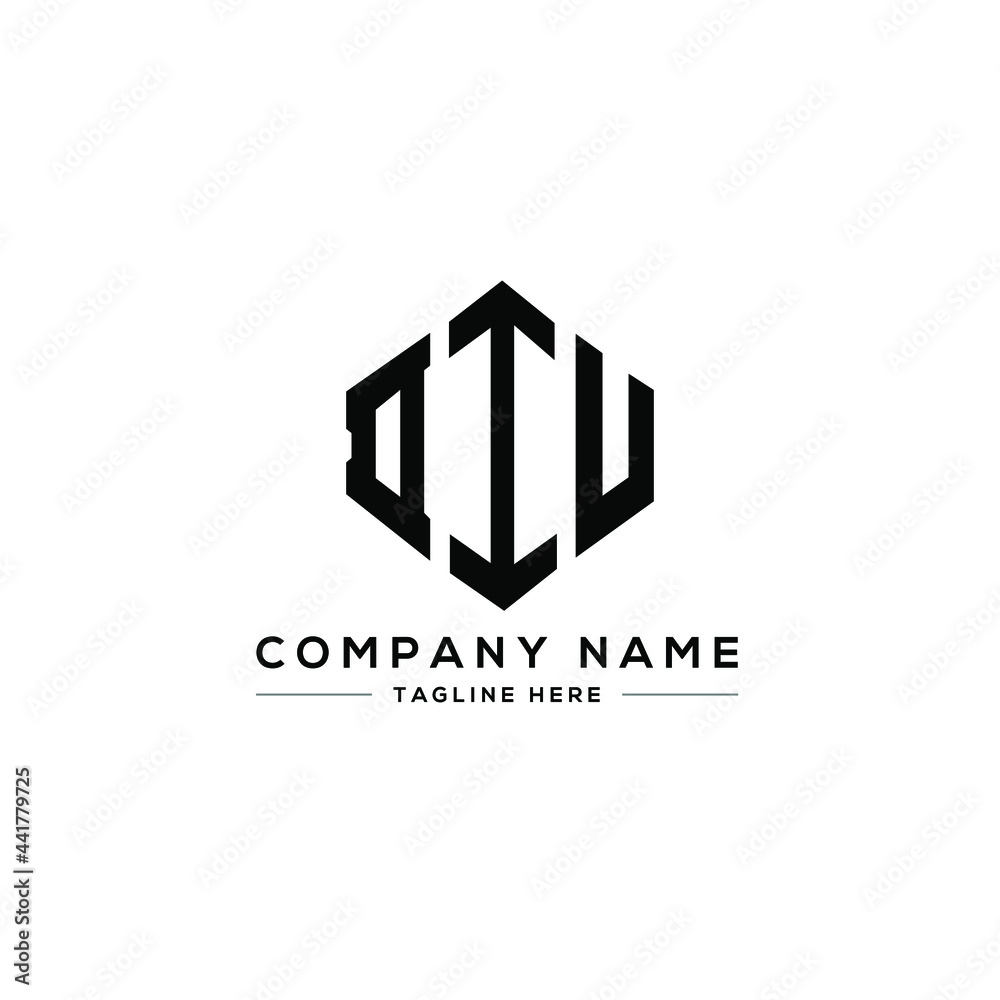 DIU letter logo design with polygon shape. DIU polygon logo monogram ...