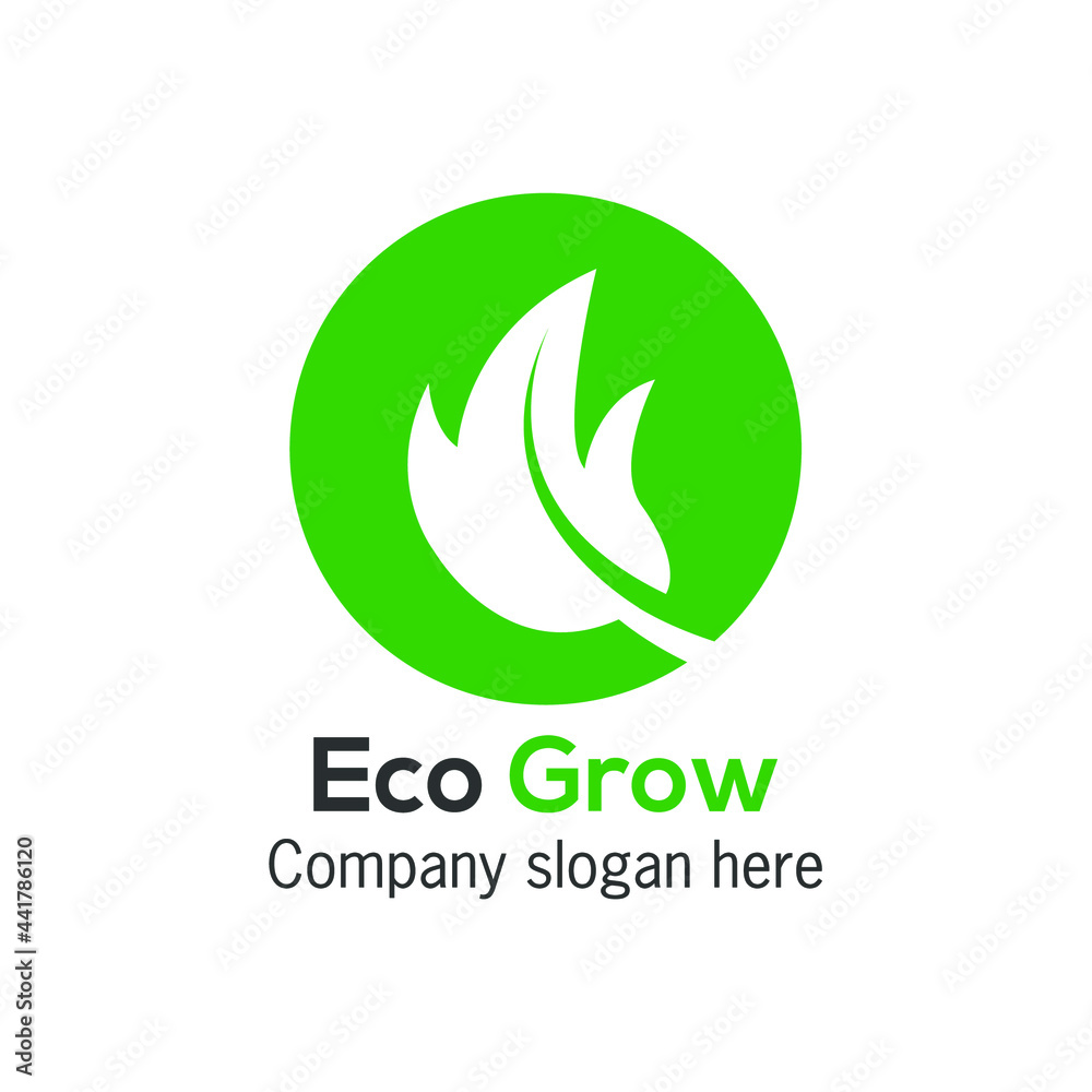 Grow leaf logo, green logo vector. Eps 10 vector illustration. Stock ...