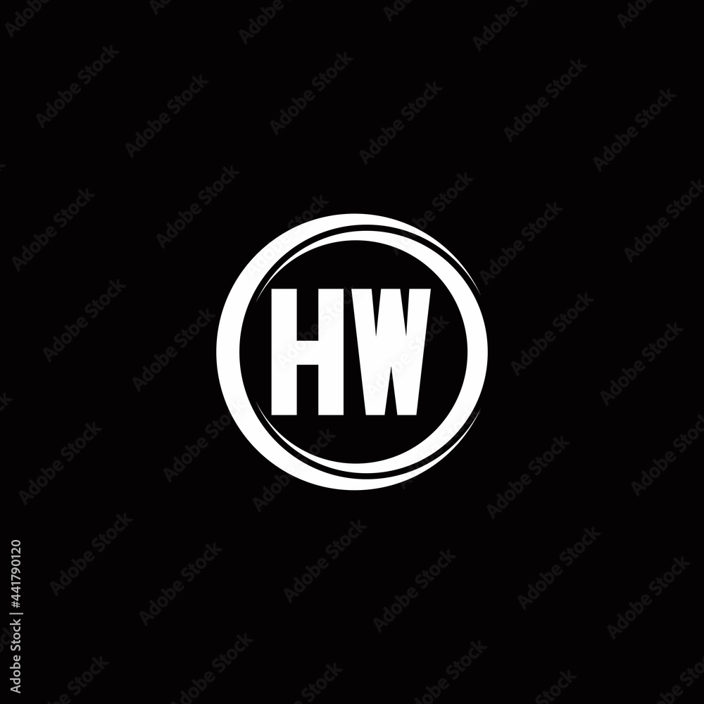 HW logo initial letter monogram with circle slice rounded design ...
