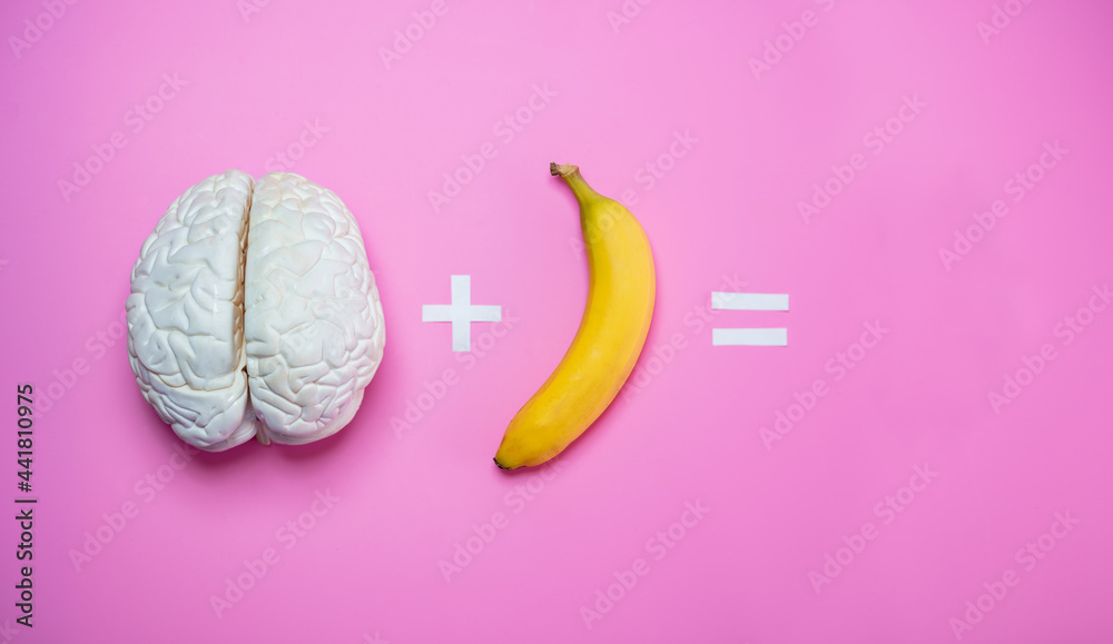 Brain and banana the need of fruits for thinking Stock Photo | Adobe Stock