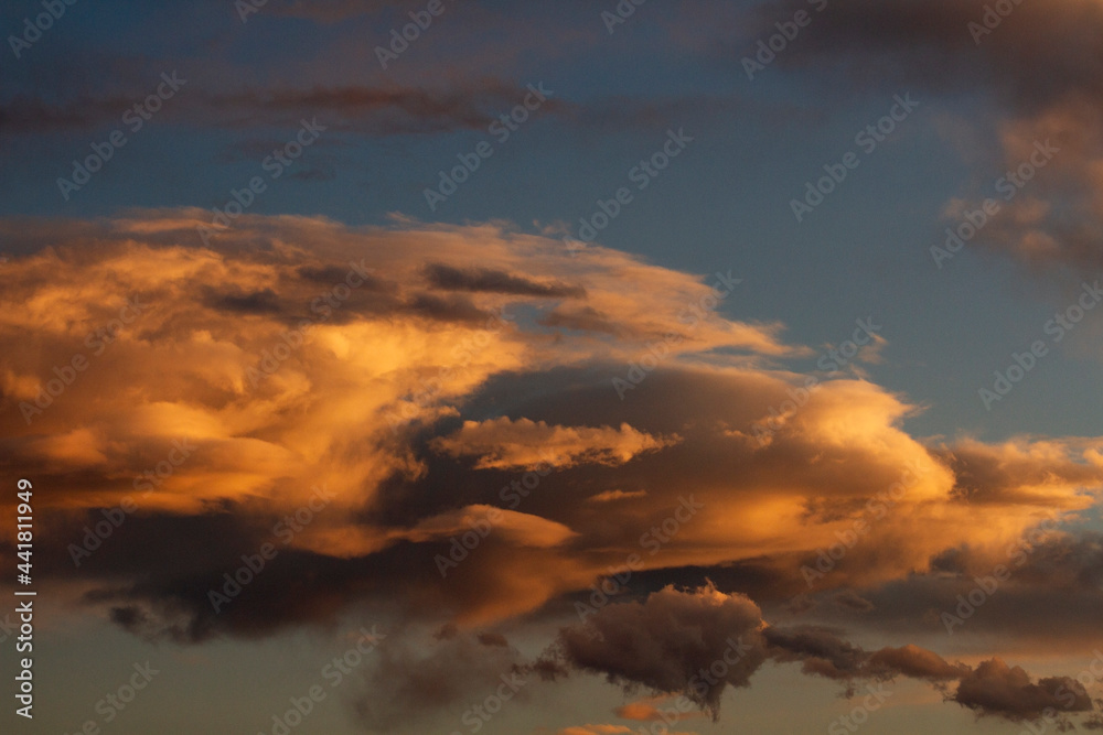 Dramatic sunset sky. Magical view of the dusk red, orange and yellow ...