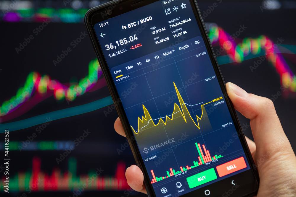 Ukraine, Odessa - June, 1 2021: Trading pair BTC BUSD at Binance mobile ...
