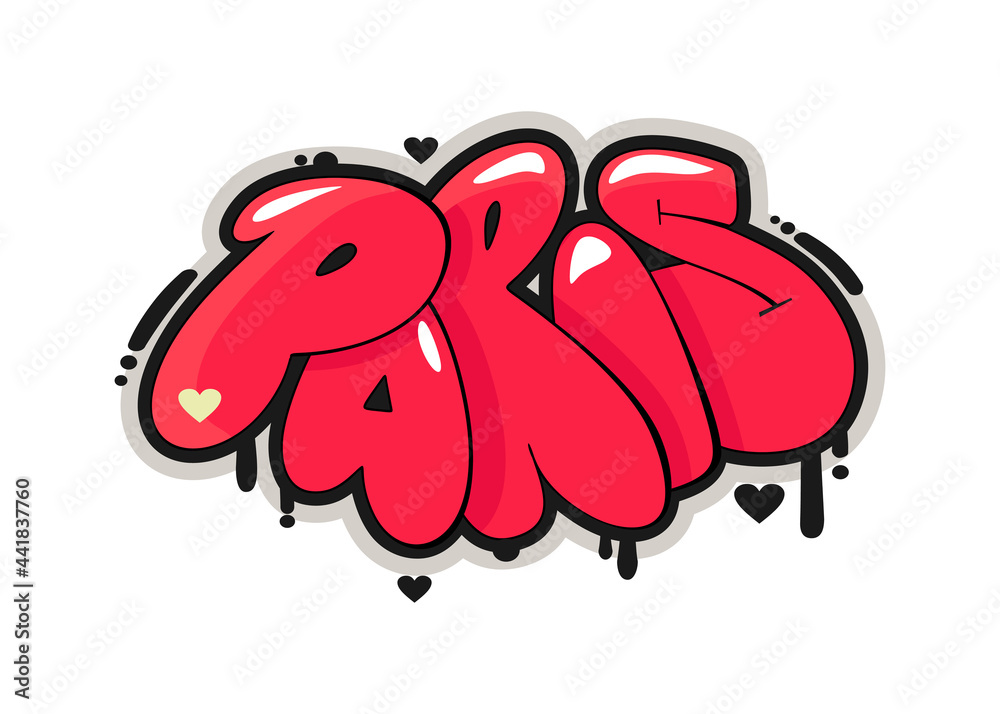 Paris graffiti style hand drawn lettering. Decorative vector text ...