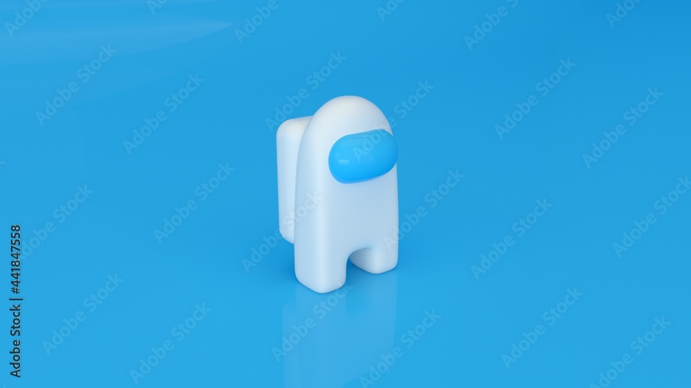 The game white character among us on a blue background. Robot among us ...