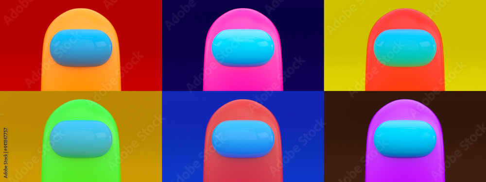 Multi-colored pictures of characters set. The game among us background ...