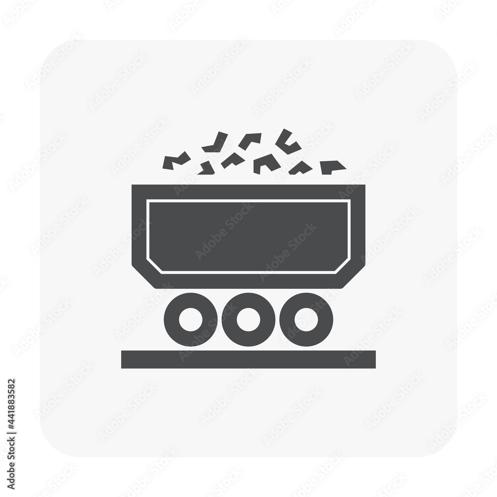 Rail freight transport vector icon. Also called goods wagons or freight ...