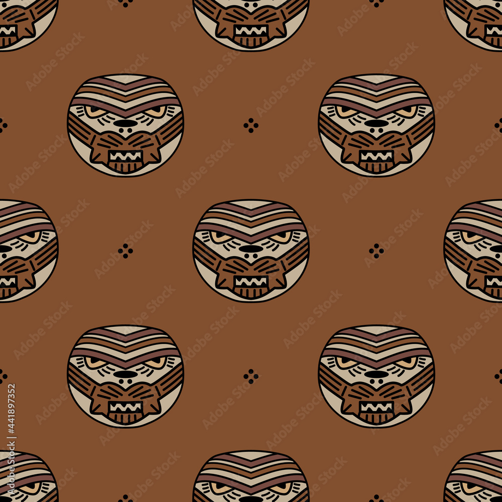 Seamless geometrical monochrome pattern with tribal motifs from ancient ...