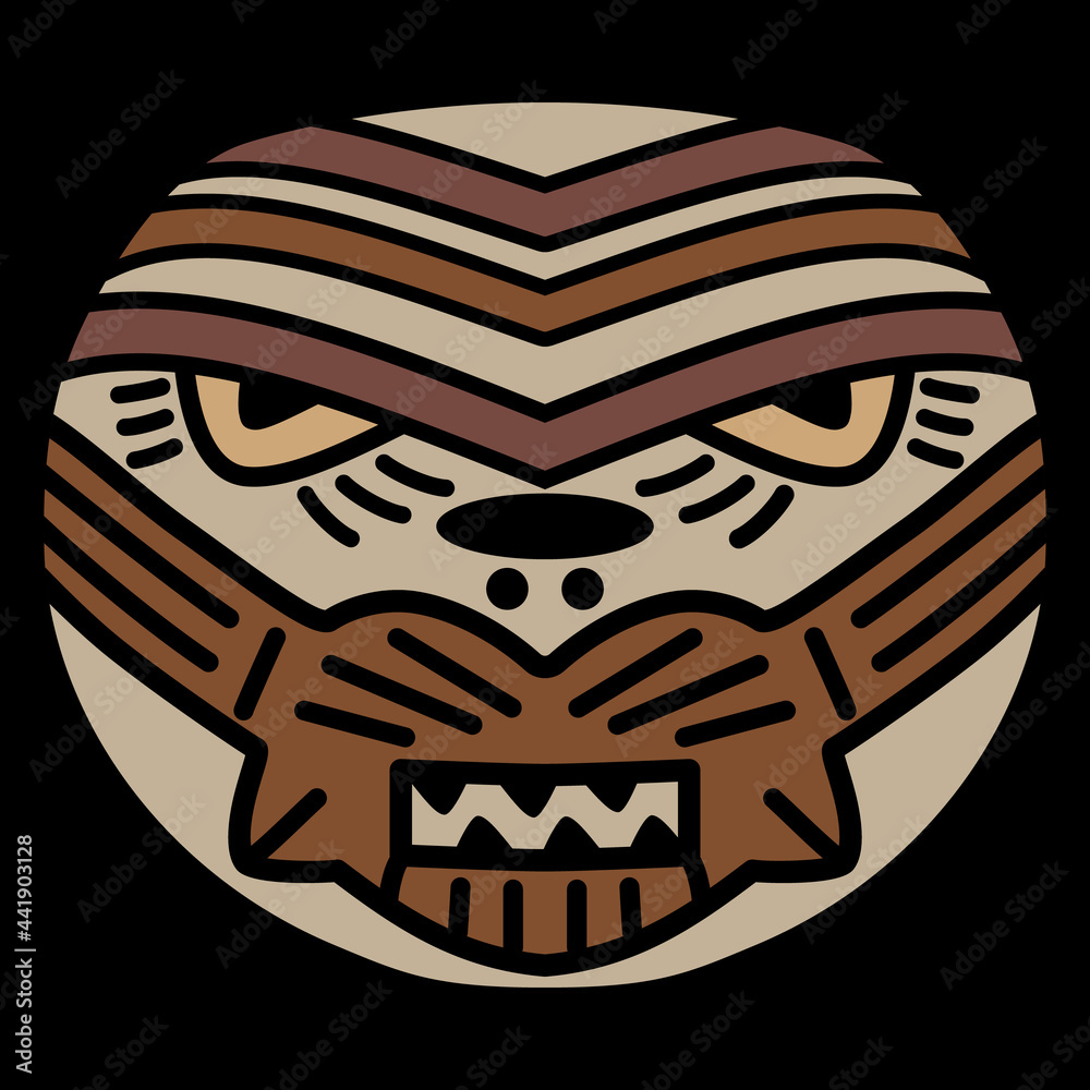 Round face of totem animal. Ancient Peruvian tribal motif from Nazca ...