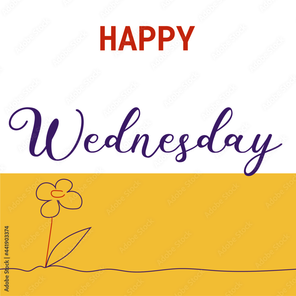 Happy Wednesday word in the orange background with flowers. Stock ...