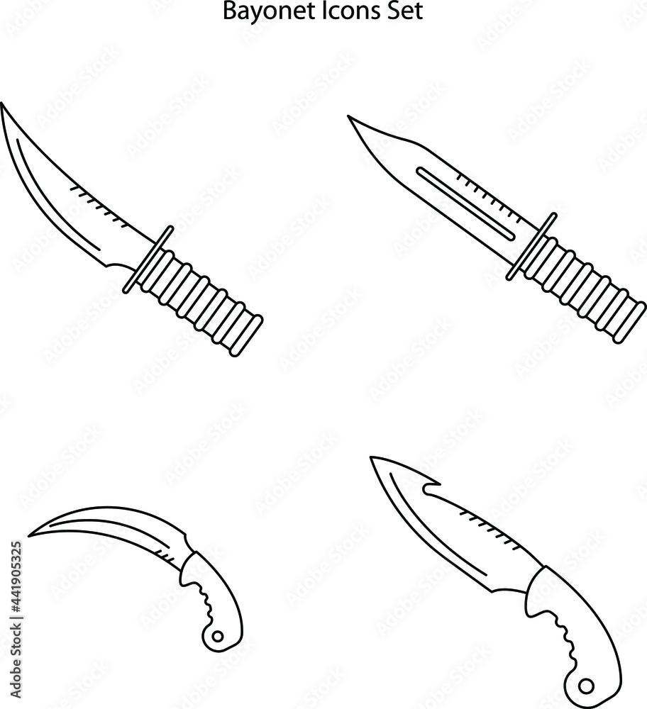 Bayonet icon isolated on white background. Bayonet on rifle icon trendy ...