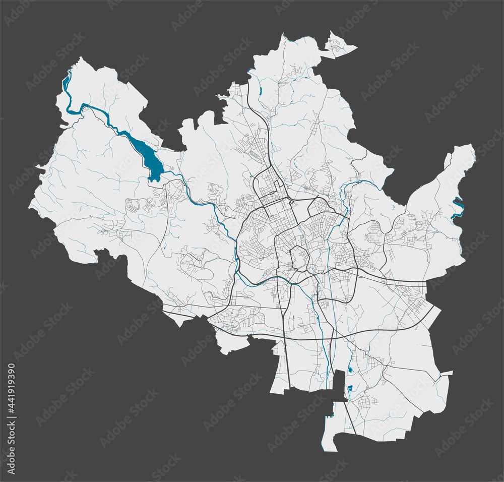 Detailed map of Brno city, Cityscape. Royalty free vector illustration ...
