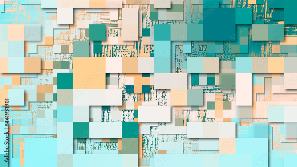 Ocean floor abstract 3d urban backdrop, pixel art technology or web ...