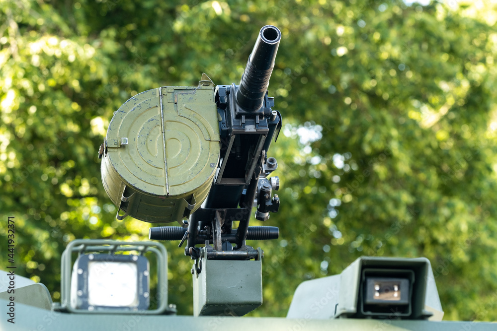 A grenade launcher standing in combat readiness on an infantry fighting ...