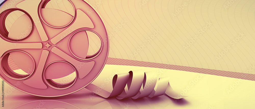 Film minimal 3D rendering concept. A light modern movies backdrop ...
