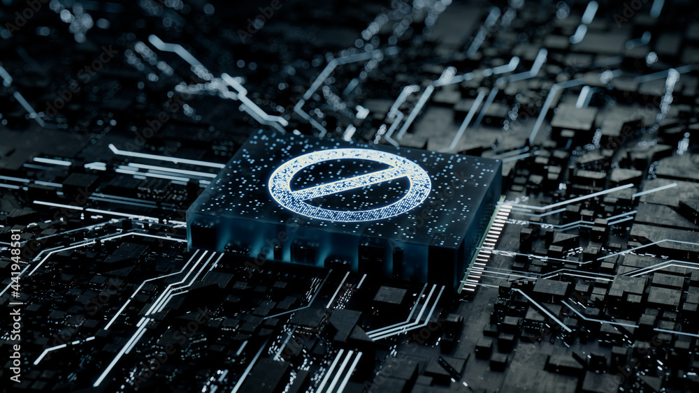 Restricted Access Technology Concept with Prohibition symbol on a ...