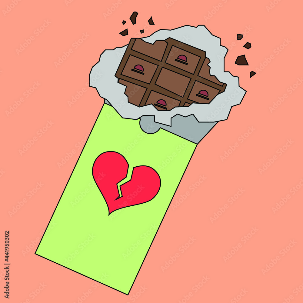 Milk chocolate packaging. Chocolate for a broken heart. Chocolate lover ...