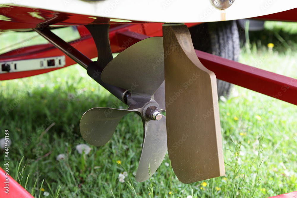 Stern drive 4 blades motor boat propeller and Steering rudder baller of ...