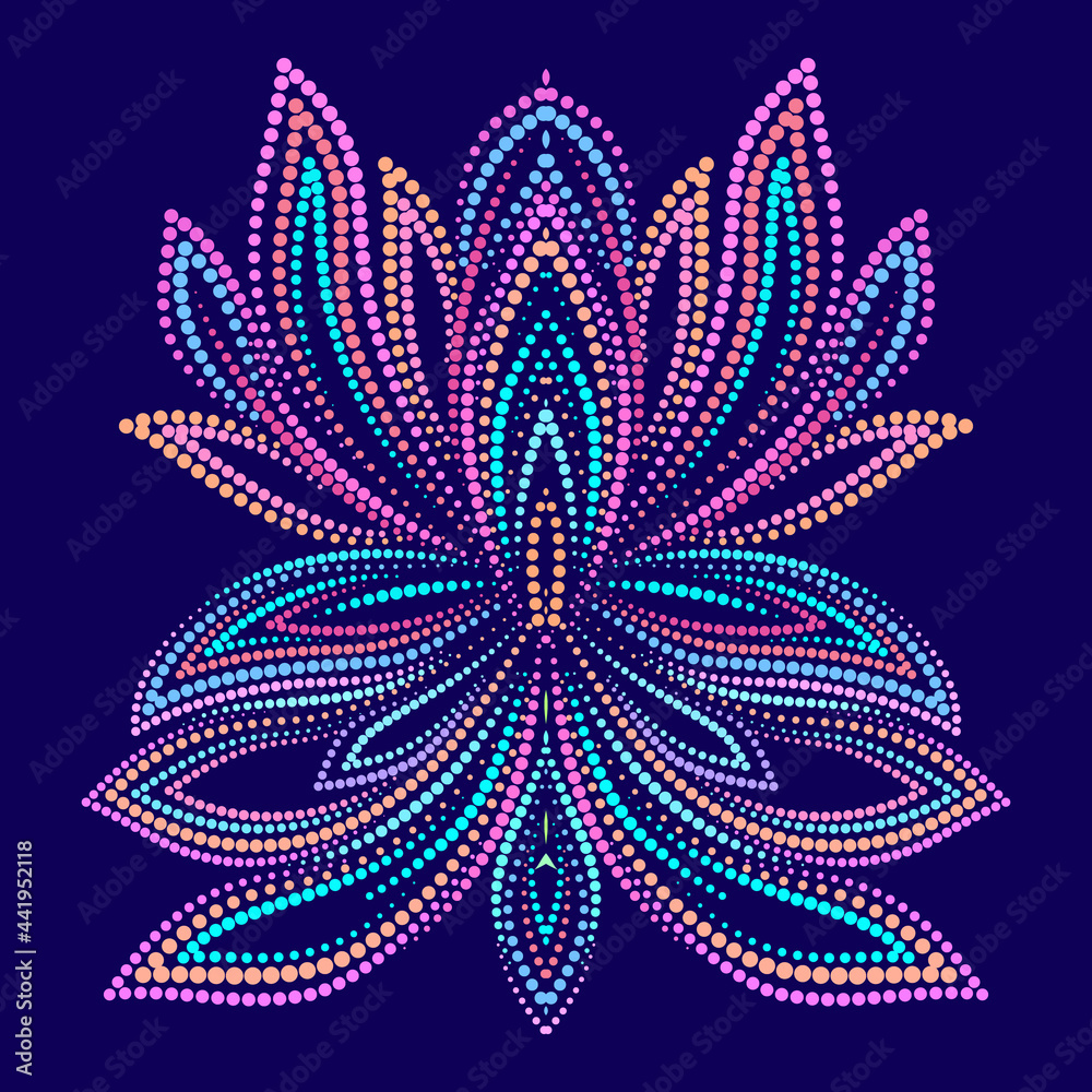 Colorful lotus - a symbol of life and beauty. Bright colorful dot ...