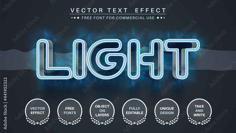 Lightning stroke - edit text effect, font style Stock Vector | Adobe Stock