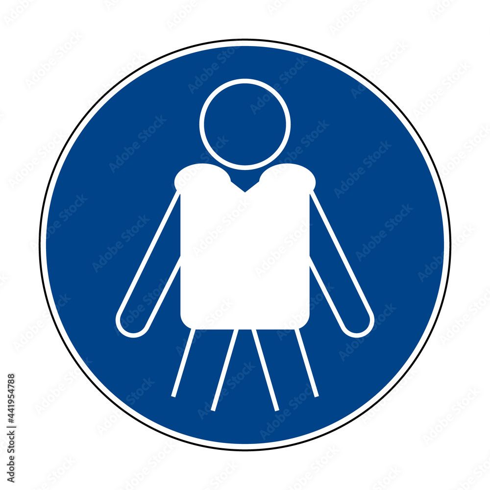 Wear personal flotation devices (PDF) sign. Vector illustration of ...