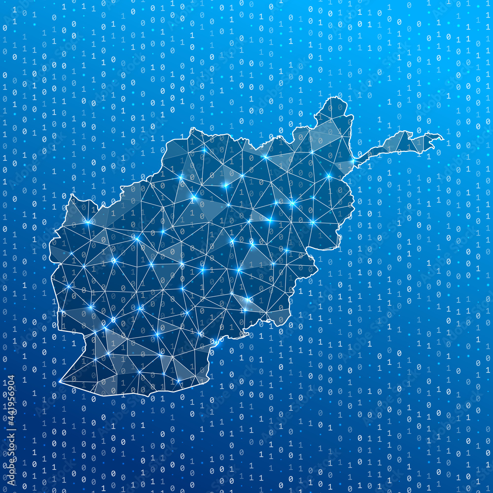 Network map of Afghanistan. Country digital connections map. Technology ...