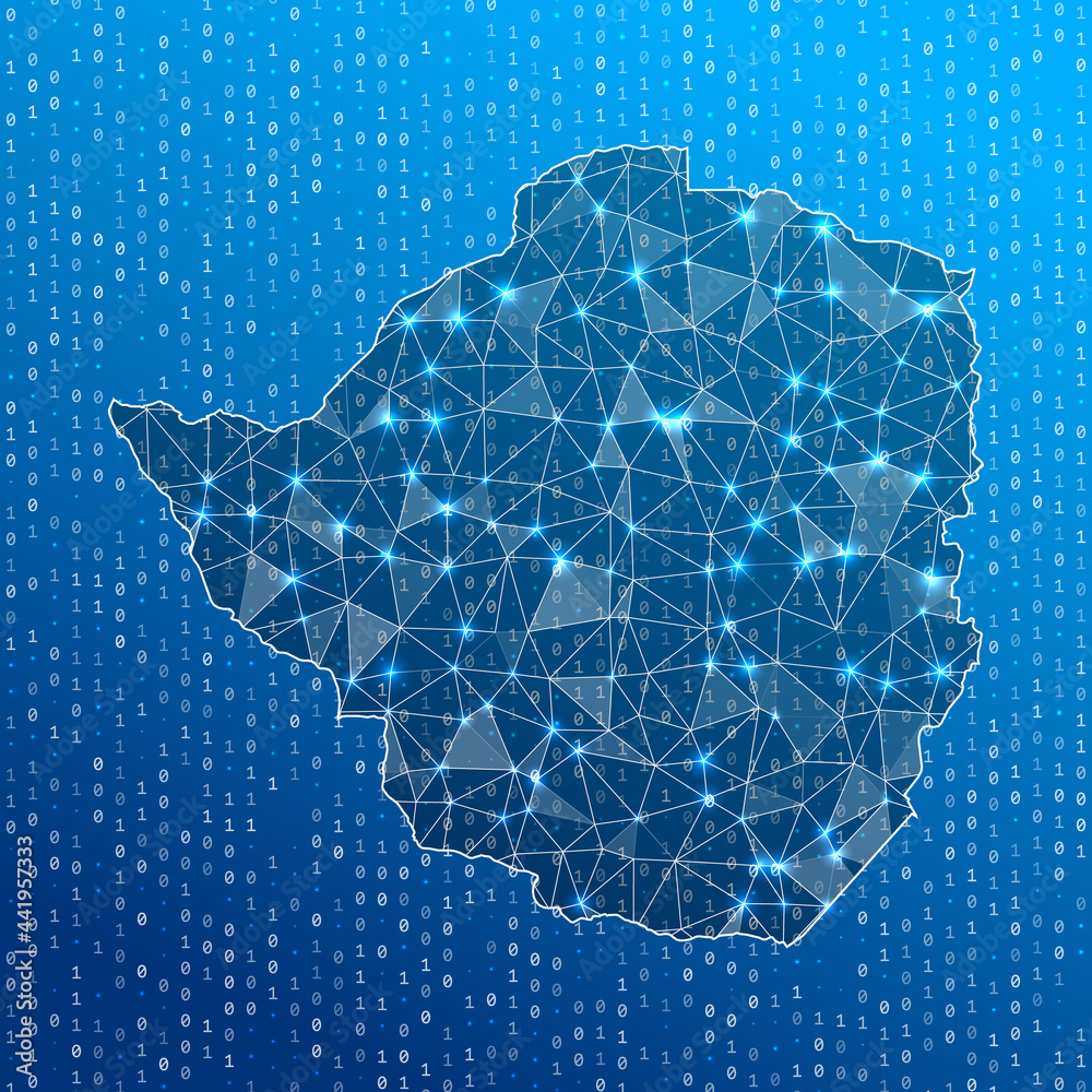 Network map of Zimbabwe. Country digital connections map. Technology ...