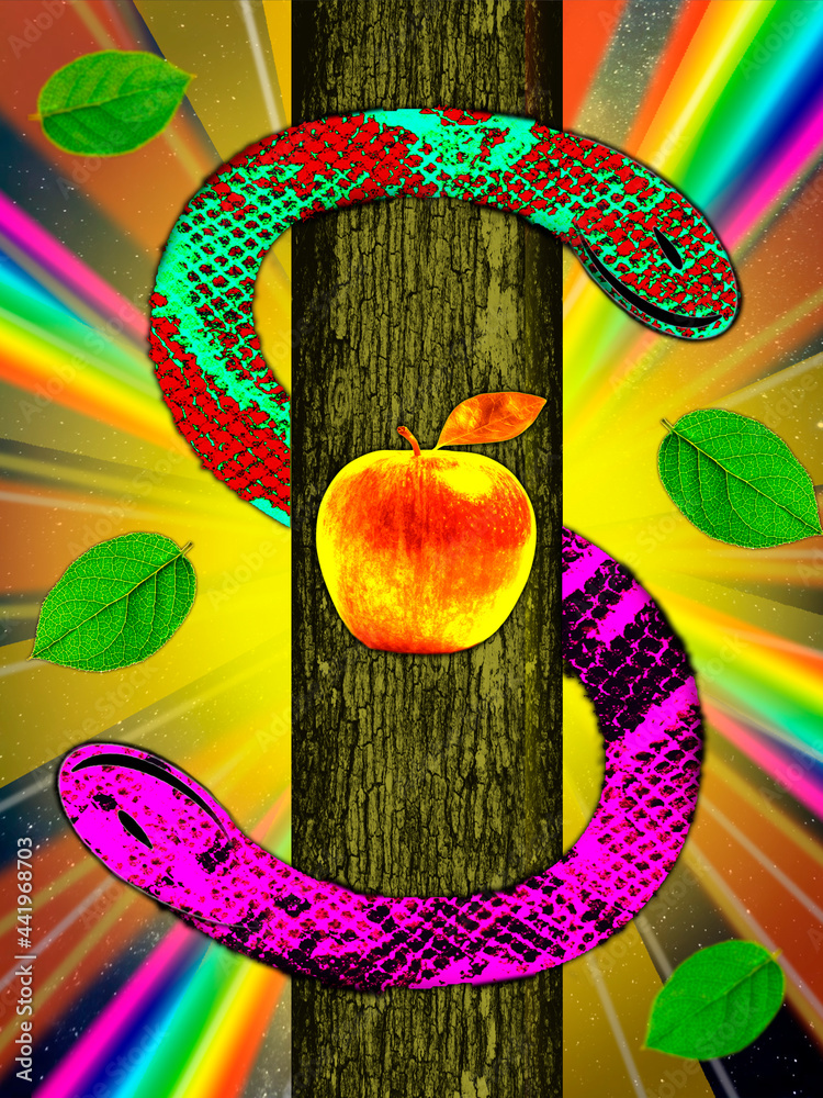 snake on the tree Stock Illustration | Adobe Stock