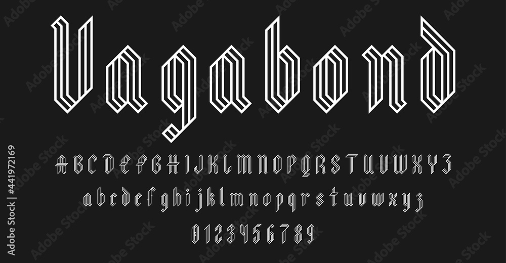 Set of alphabets font letters and numbers elegant antique vintage ...