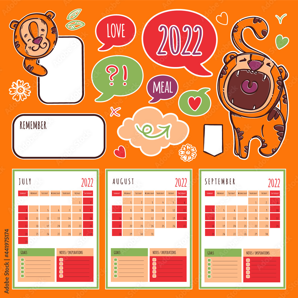 TIGER PLANNER 2022 Year Template Schedule And Collection With Design ...