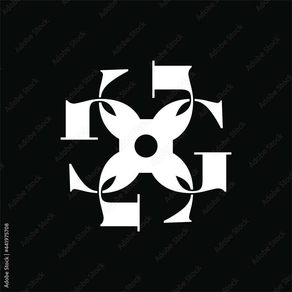 Initial letter G, G4 or 4G logo template with vintage sacred font ...