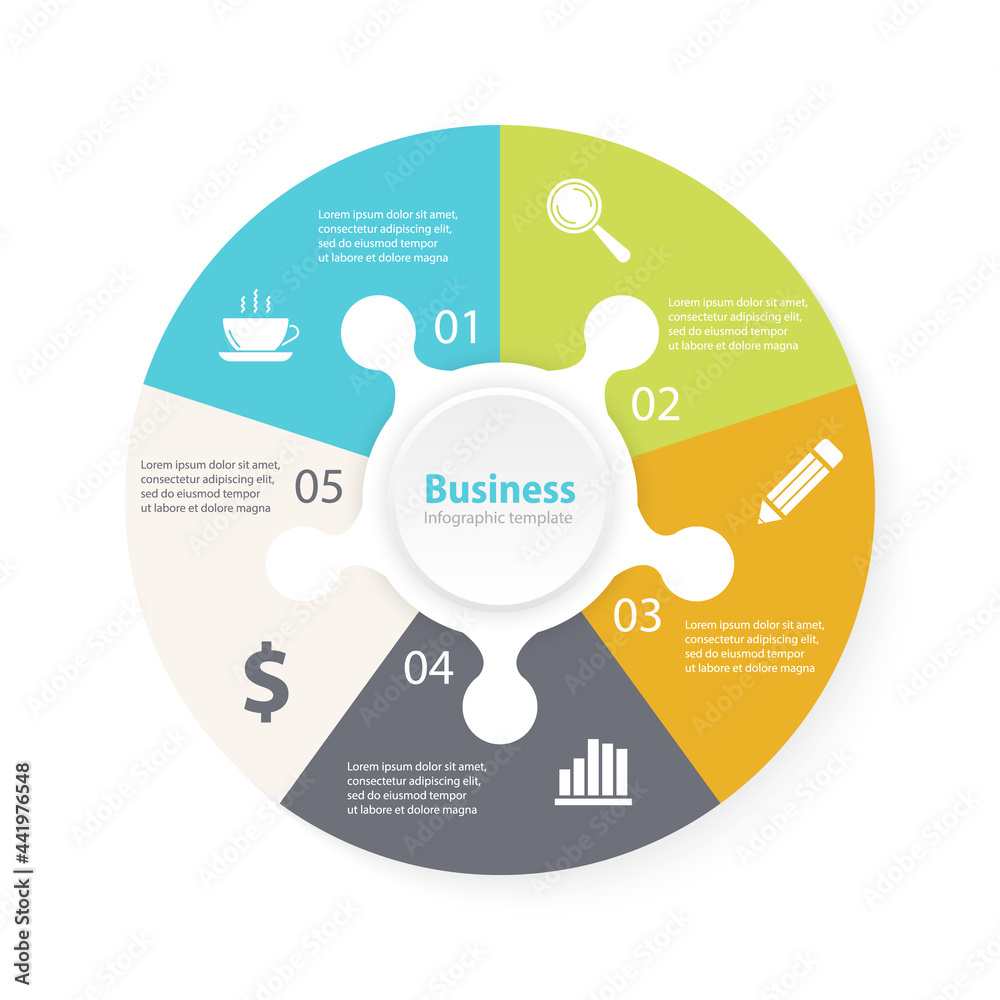 Circle puzzle infographic template for cycle diagram, graph, web design ...