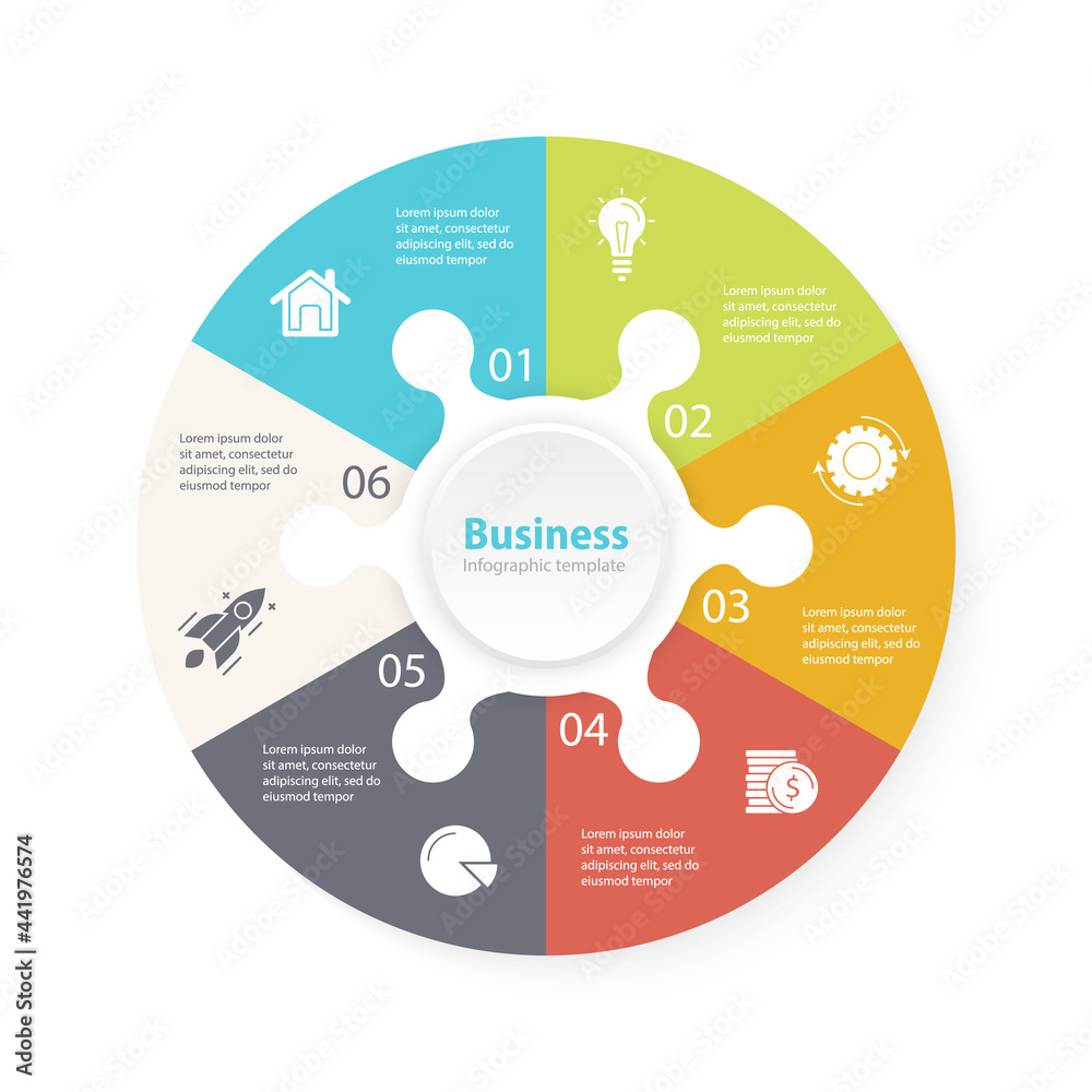 Circle puzzle infographic template for cycle diagram, graph, web design ...