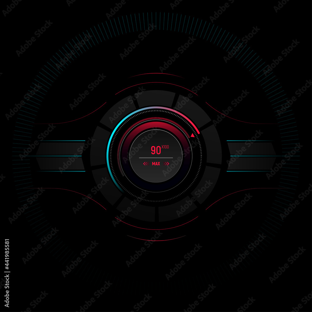 Speedometer futuristic control panel. Digital interface tachometer. Hud ...