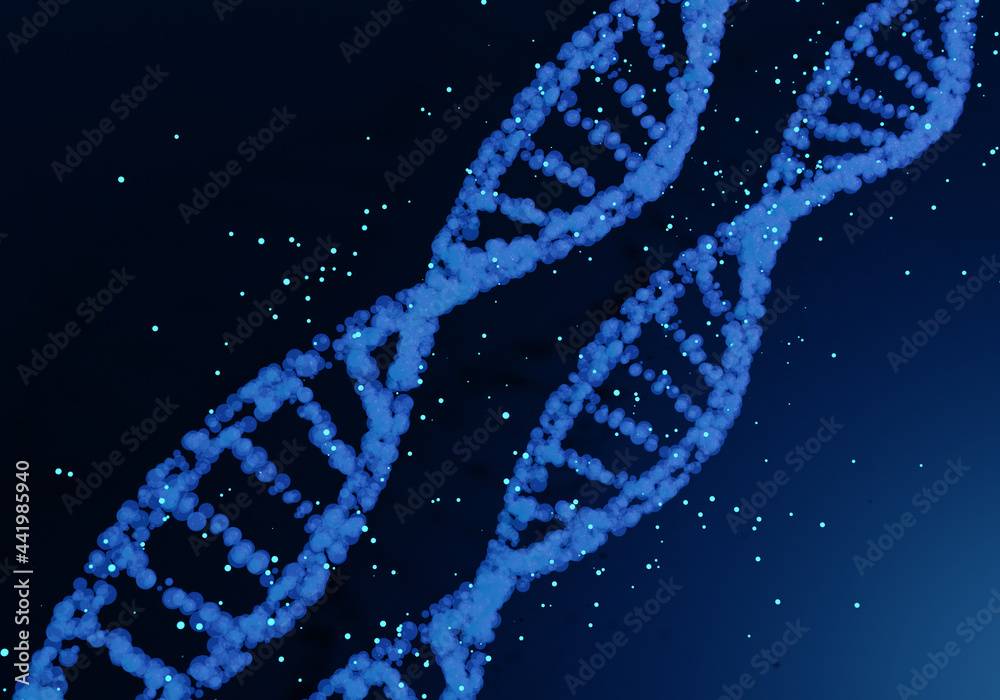 DNA helix on dark blue background. Three-dimensional dna helix ...