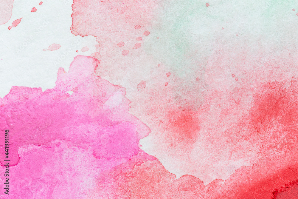Macro close-up of an abstract red and pink watercolor gradient fill ...