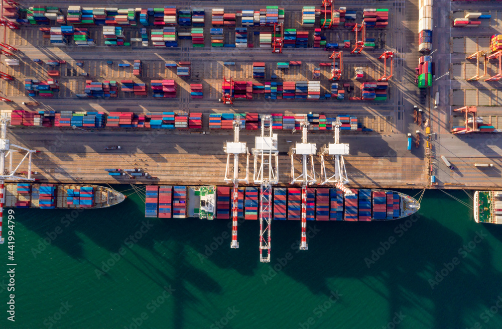 Container ship in export and import business and logistics. Stock Photo ...