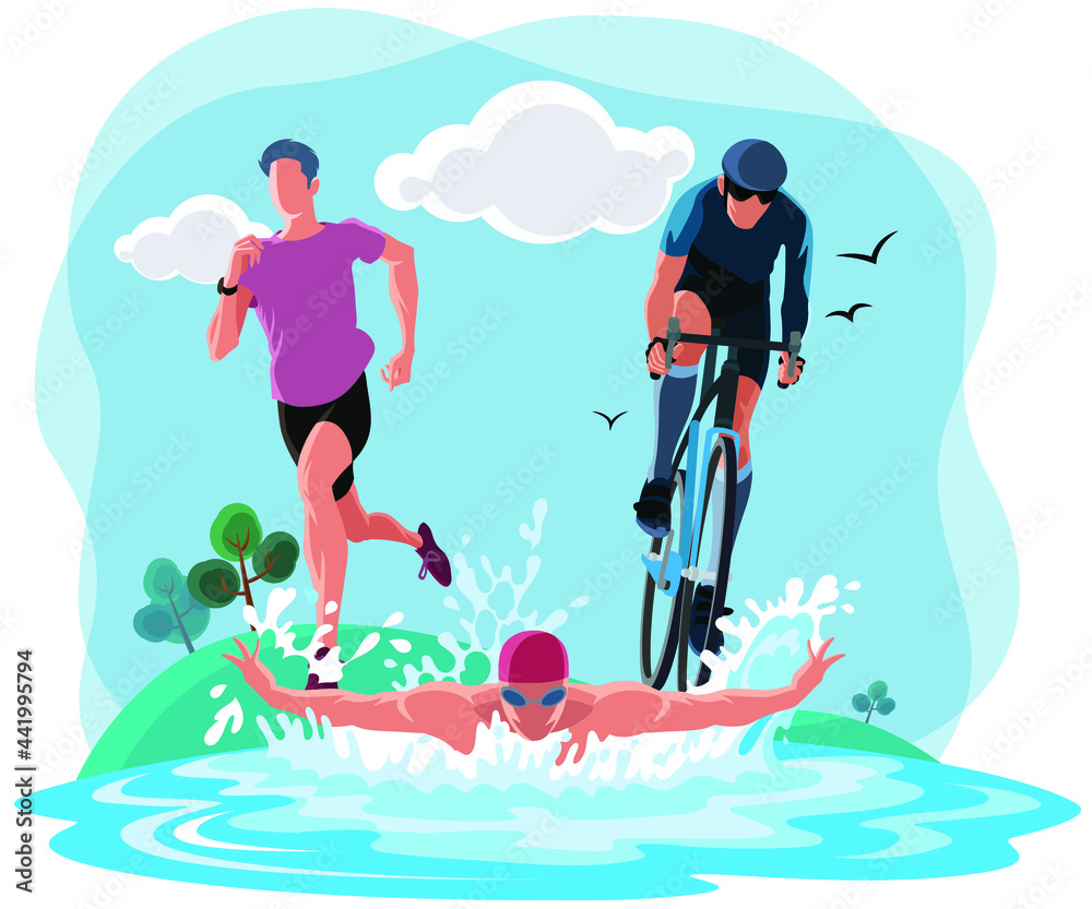Triathlon Vector Illustration Stock Vector | Adobe Stock
