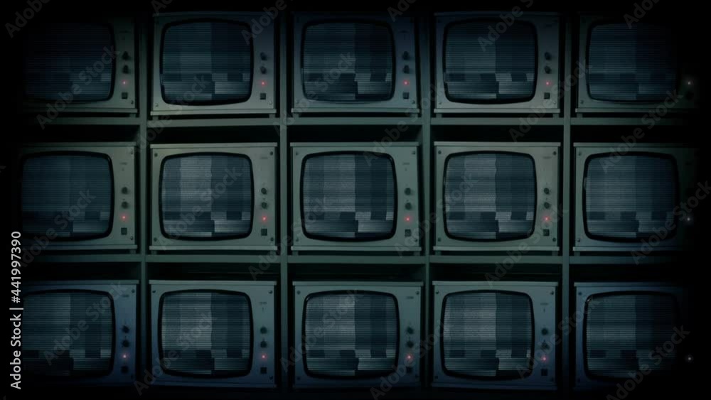 TV Screens With No Signal Black And White Retro Stock Video | Adobe Stock